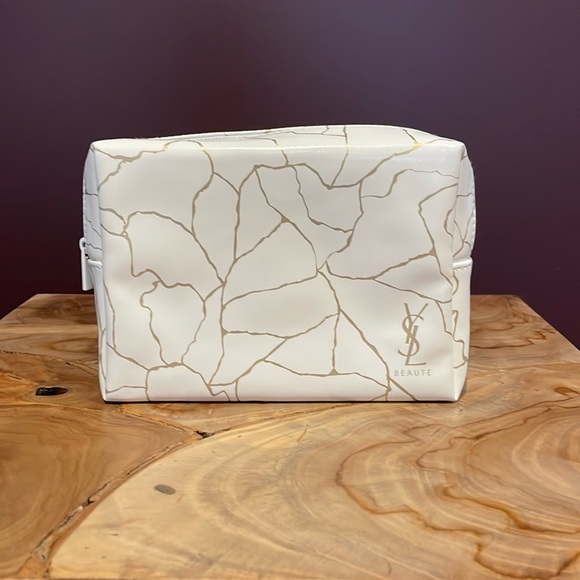 Yves Saint Laurent | Bags | Ysl White And Gold Makeup Bag New | Poshmark